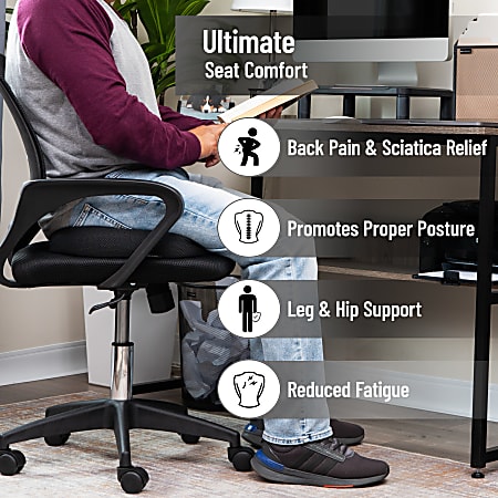 Mind Reader Memory Foam Seat Cushion 2 34 H x 13 12 W x18 D Black ...