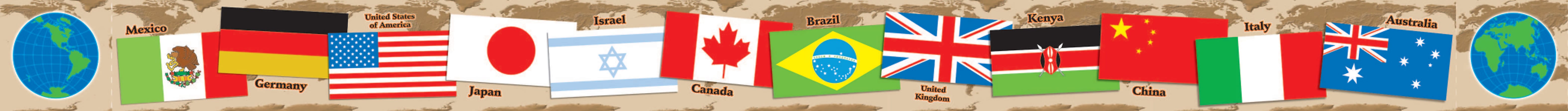 Scholastic Bulletin Board Border International Flags 3 x 36 - Office Depot
