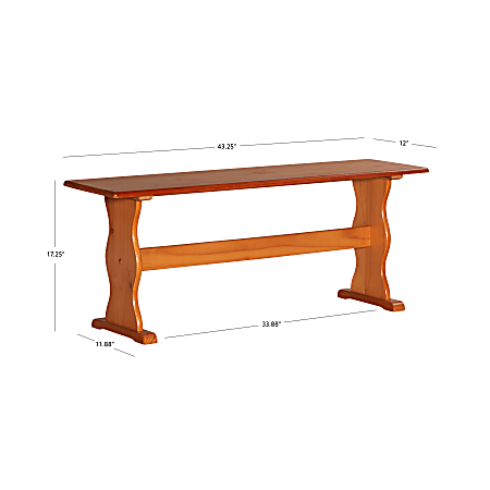 Linon Jessica Bench 17 14 H x 43 14 W x 12 D Honey Pine - Office Depot