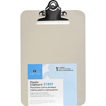 Sparco Plastic Clipboard 6 x 9 Smoke - Office Depot