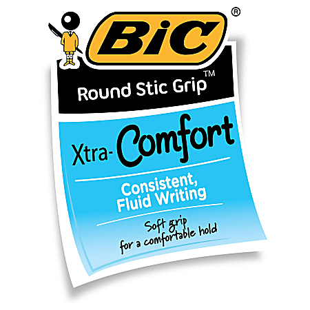 BIC Round Stic Grip Xtra Comfort Ballpoint Pens Medium Point 1.2 mm ...