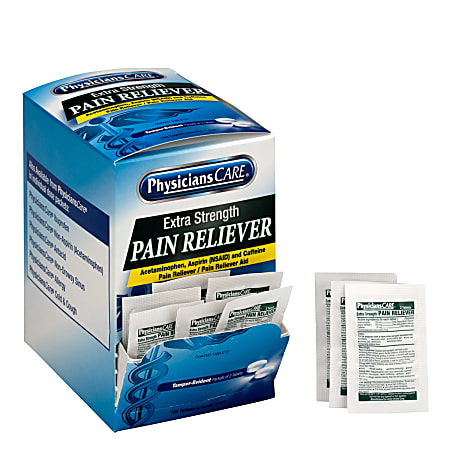 PhysiciansCare Extra Strength Pain Reliever 2 Per Pack Box Of 50 Packs ...