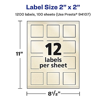 Avery Pearlized Permanent Labels With Sure Feed 94107 PIP100 Square 2 x ...
