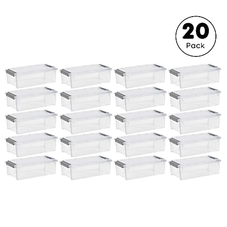 Iris Stack And Pull Totes 5.75 Qt Clear Set Of 20 Totes - Office Depot