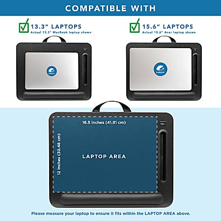 LapGear Sidekick Lap Desk With LED Light 17 x 13 Black - Office Depot