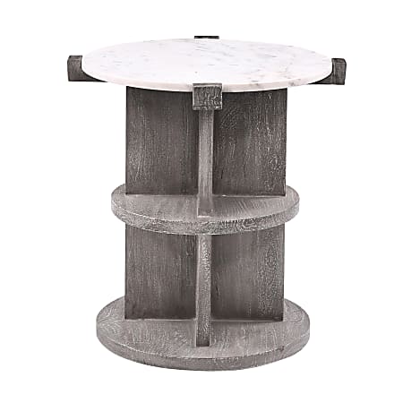 Coast to Coast Kyla Wood Round Chairside Table With Marble Top 21 H x ...