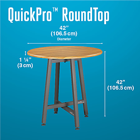 Vari Standing Round Table Butcher Block - Office Depot