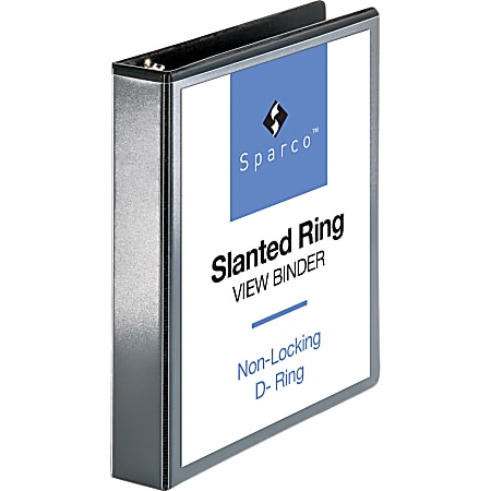 Sparco View 3-Ring Binder, 1 1/2" D-Rings, 78% Recycled, Black