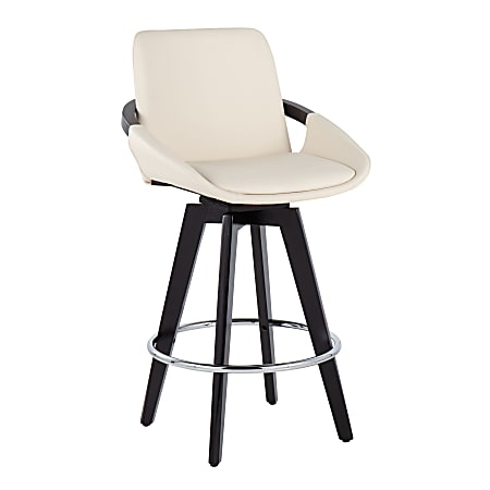 LumiSource Cosmo Faux Leather Counter Stools Black Cream Set Of 2