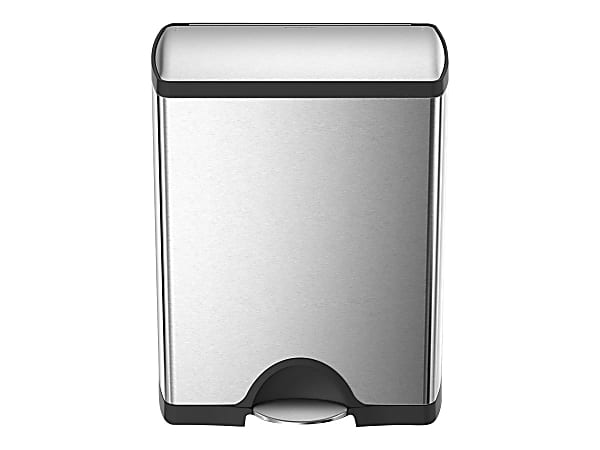 simplehuman Rectangular Metal Step Trash Can 13 Gallons 25 34 H x 15 ...