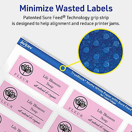 Avery TrueBlock Labels With Sure Feed 94221 TWMP100 Rectangle 1 x 2 12 ...