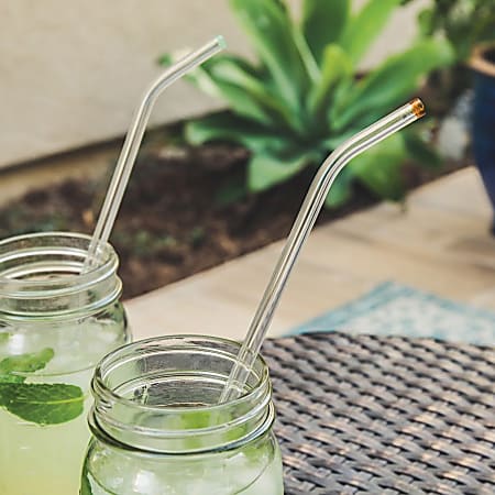 Better Houseware Glass Straws With Cleaning Brush Clear Set Of 5 Straws ...