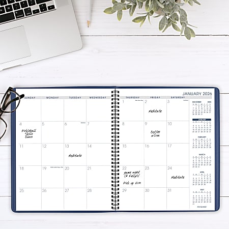 AT A GLANCE 2026 15 Month Monthly Planner Blue Large 9 x 11 - Office Depot
