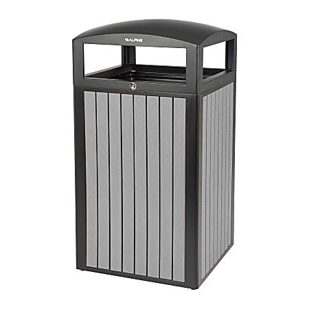 Alpine Slatted Plastic Panel Outdoor Trash Can 40 Gallon 40 1516 H x 21 516 W x 21 516 D Gray Office Depot