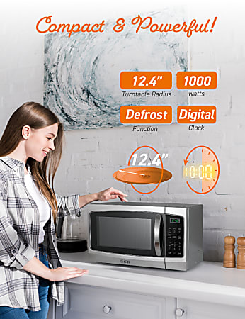 Commercial Chef 1.3 Cu. Ft. Countertop Microwave Oven Silver - Office Depot