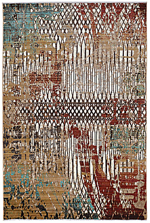 Linon Serene Area Rug 5 x 8 Hillary BeigeBurgundy - Office Depot