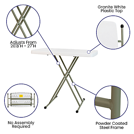 Flash Furniture IndoorOutdoor Plastic Folding Table 28 34 H x 30 14 W x ...