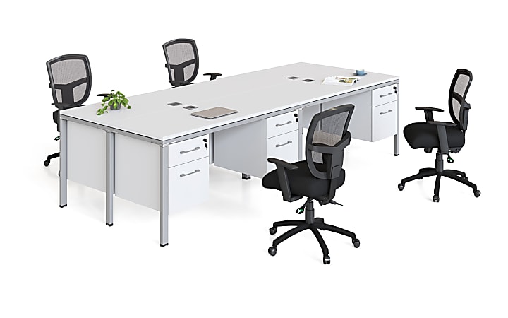 Boss Office Products Simple Systems Workstation Quad Desks With 4 ...