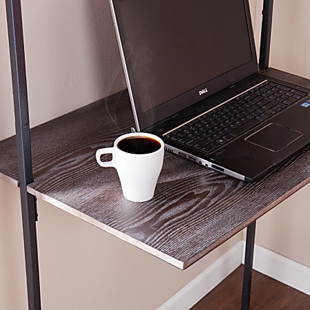 Holly Martin Haeloen 30 W Wall Mount Computer Desk Burnt OakGunmetal Gray ODP Business Solutions