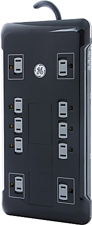 GE UltraPro 12 Outlet Surge Protector with 2 USB Tether 8 ft Long Cord ...