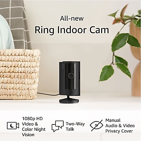 Ring 2nd Gen Indoor Cam 4.38 H x 2.14 W x 4.06 D Black - Office Depot