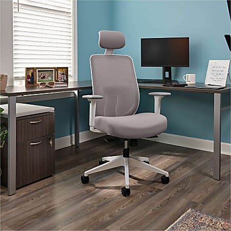 HON Altern Task Chair Mesh Mid Back Adjustable Arms White Frame Grey ...