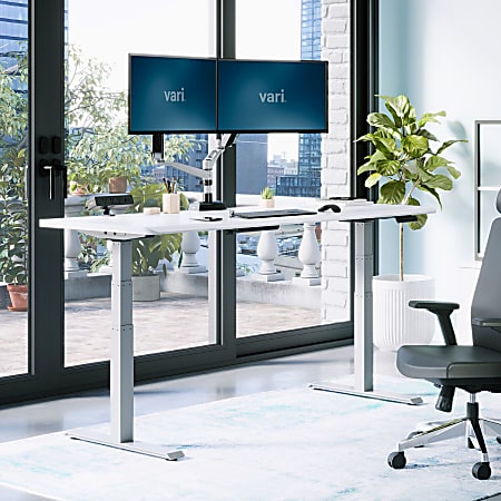 VARI Electric Standing Desk With ComfortEdge 72 W White - Office Depot
