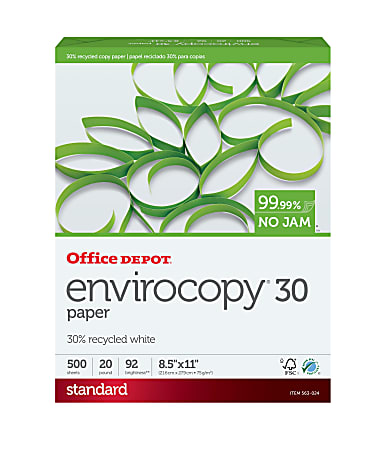 Office Depot EnviroCopy Copy Paper 1 Ream White Letter 8.5 x 11 500 ...