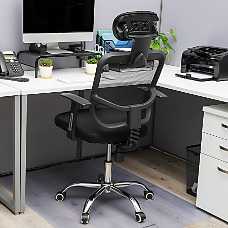 Mind Reader Ergonomic Mesh High Back Swivel Executive Office Chair 42 12 47 H Black Office Depot