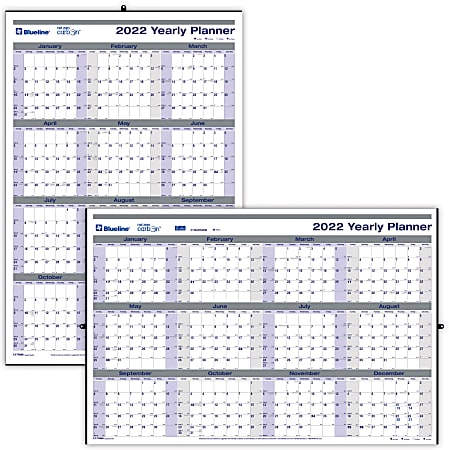 Blueline Laminated Yearly Wall Calendar 24 x 36 NCZ 50percent Recycled ...