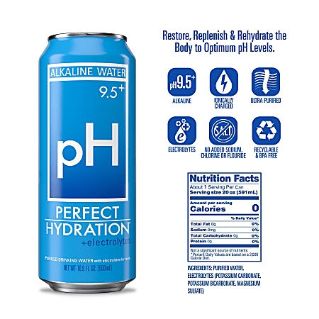 Perfect Hydration 9.5 pH Alkaline Drinking Water 16.9 Oz Pack Of 12 ...