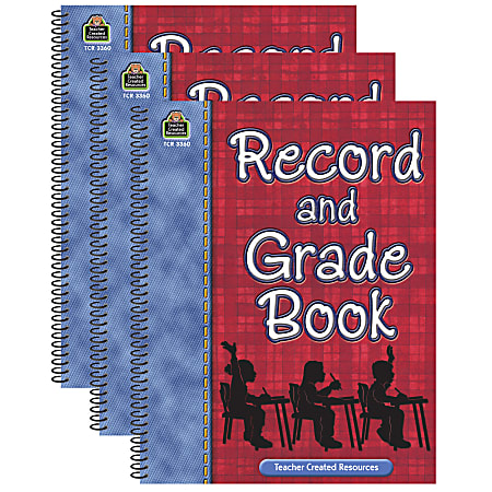 Teacher Created Resources Record And Grade Books Plaid Pack Of 3 Books ...