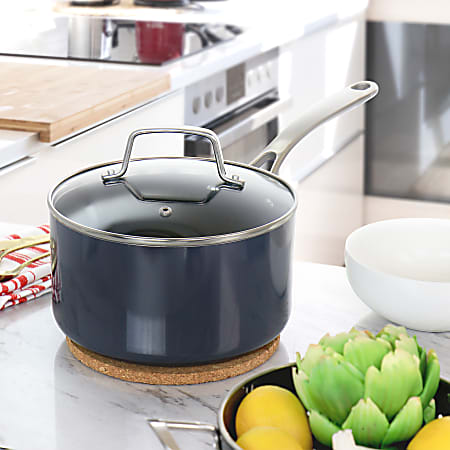 Martha Stewart Non Stick Aluminum Saucepan 3.5 Quart Dark Gray - Office ...