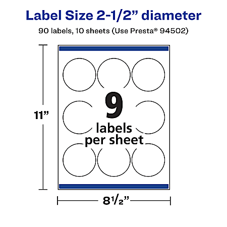 Avery Waterproof Permanent Labels With Sure Feed 94502 WMF10 Round 2 12 ...