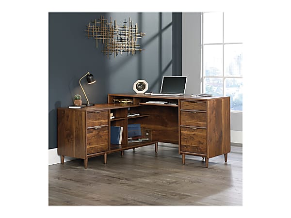 Sauder Clifford Place 59 W L Shaped Corner Desk Grand Walnut Office Depot