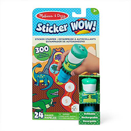 Melissa Doug Sticker WOW Activity Pad Sets Medium Dinosaur 300 Stickers ...