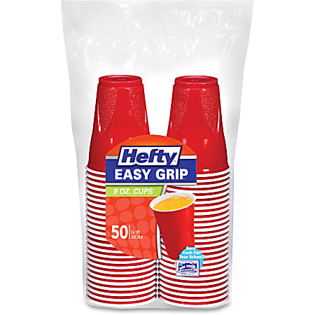 Hefty 9 oz Easy Grip Disposable Party Cups 9 fl oz Red Cold Drink Party ...