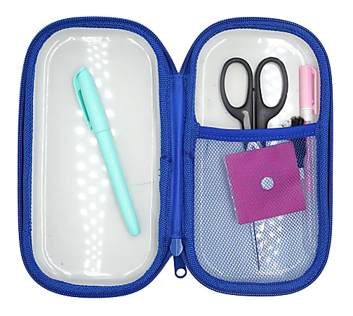 Office Depot Brand Small Clear Pencil Case With Trim 8 14 x 4 38 Blue ...