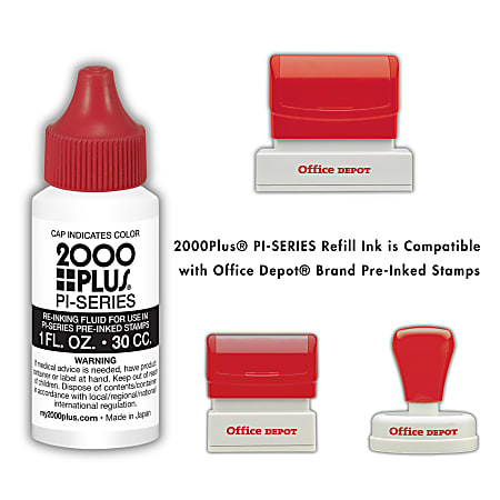Pre inked Stamp Re Inking Fluid 30 CC. Red - Office Depot