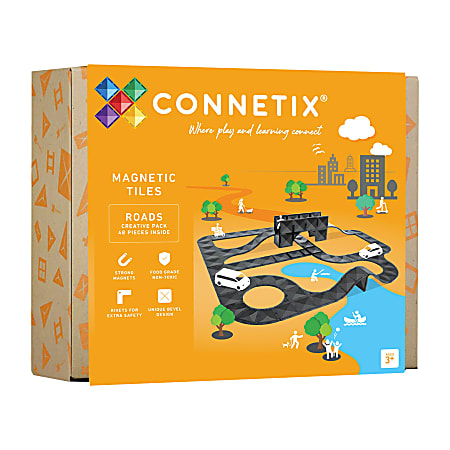 Connetix Magnetic Tiles Creative Roads Pack 48 Pieces - Office Depot