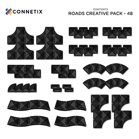 Connetix Magnetic Tiles Creative Roads Pack 48 Pieces - Office Depot