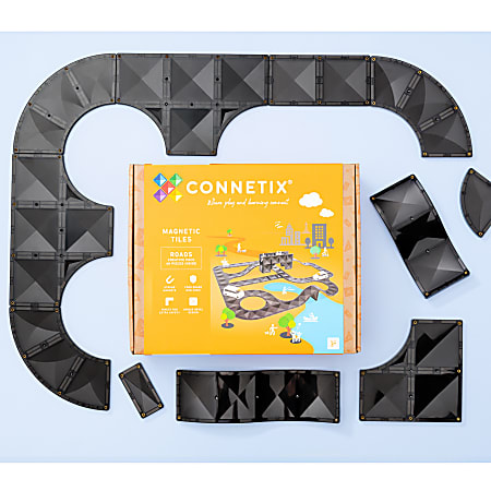 Connetix Magnetic Tiles Creative Roads Pack 48 Pieces - Office Depot