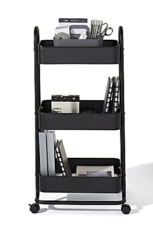 Realspace Mobile 3 Tier Storage Cart 35 58 H x 17 1516 W x 14 516 D ...