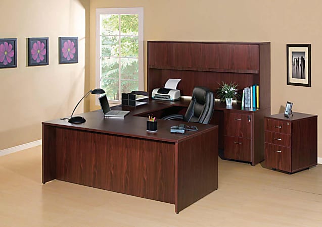Lorell Essentials 72 W Rectangular Shell Computer Desk Mahogany ...