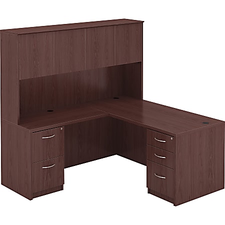 Lorell Essentials 60 W Rectangular Shell Computer Desk Mahogany ODP Business Solutions