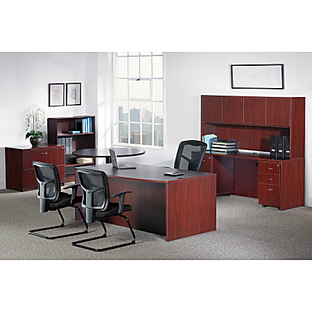 Lorell Essentials 66 W Computer Desk Credenza Mahogany - Office Depot