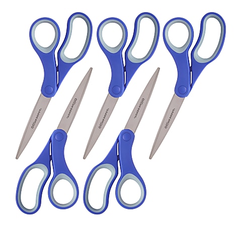 Office Depot Brand Soft Handle Stainless Steel Scissors 8 Bent BlueGray ...