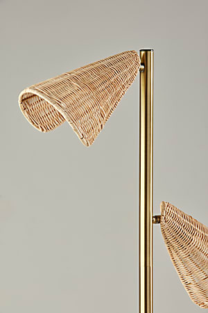 Adesso Cove 2 Light Tree Floor Lamp 62 34 H Natural RattanAntique Brass ...