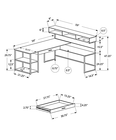 Monarch Specialties 59 W Corner Desk Workstation WhiteSilver - Office Depot