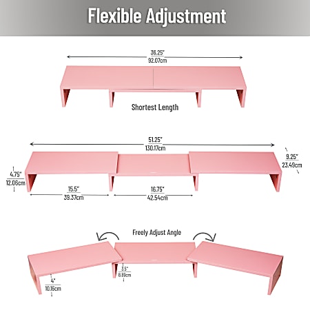 Mind Reader Dual Monitor Stand 4 34 H x 9 14 W x 51 14 D Pink - Office ...